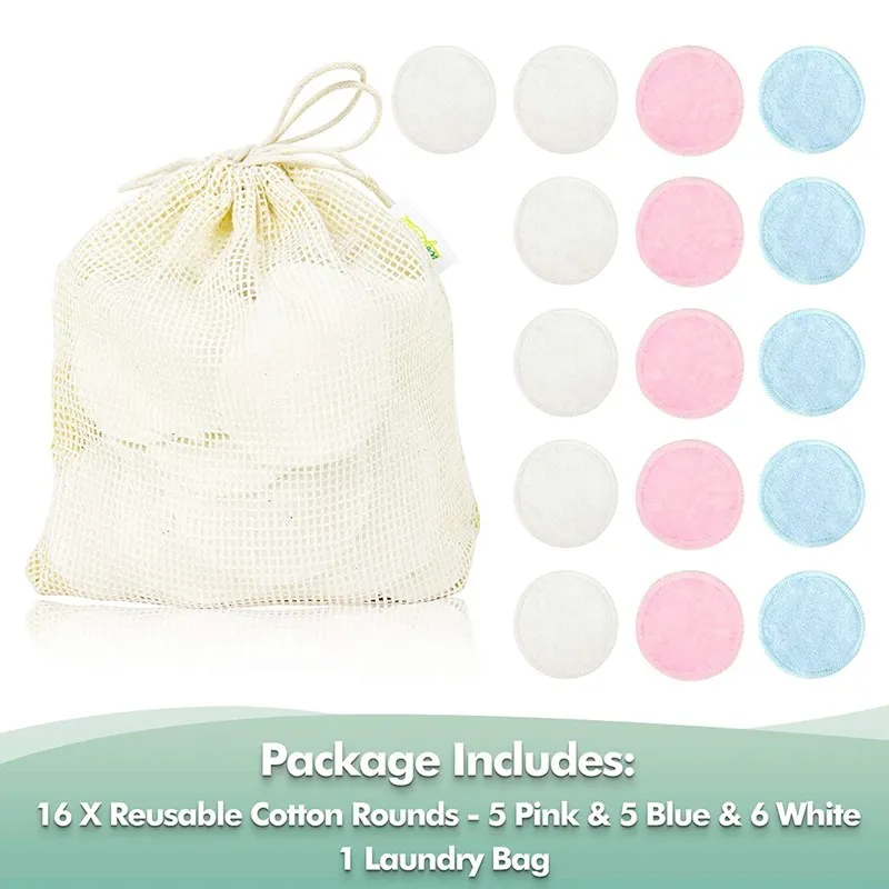 Cotton Rounds Reusable 16 Packs Bamboo Makeup Pads For Face Facial Pads ...