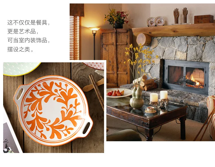 1 шт в японском стиле двойная ручка керамическая десертная тарелка