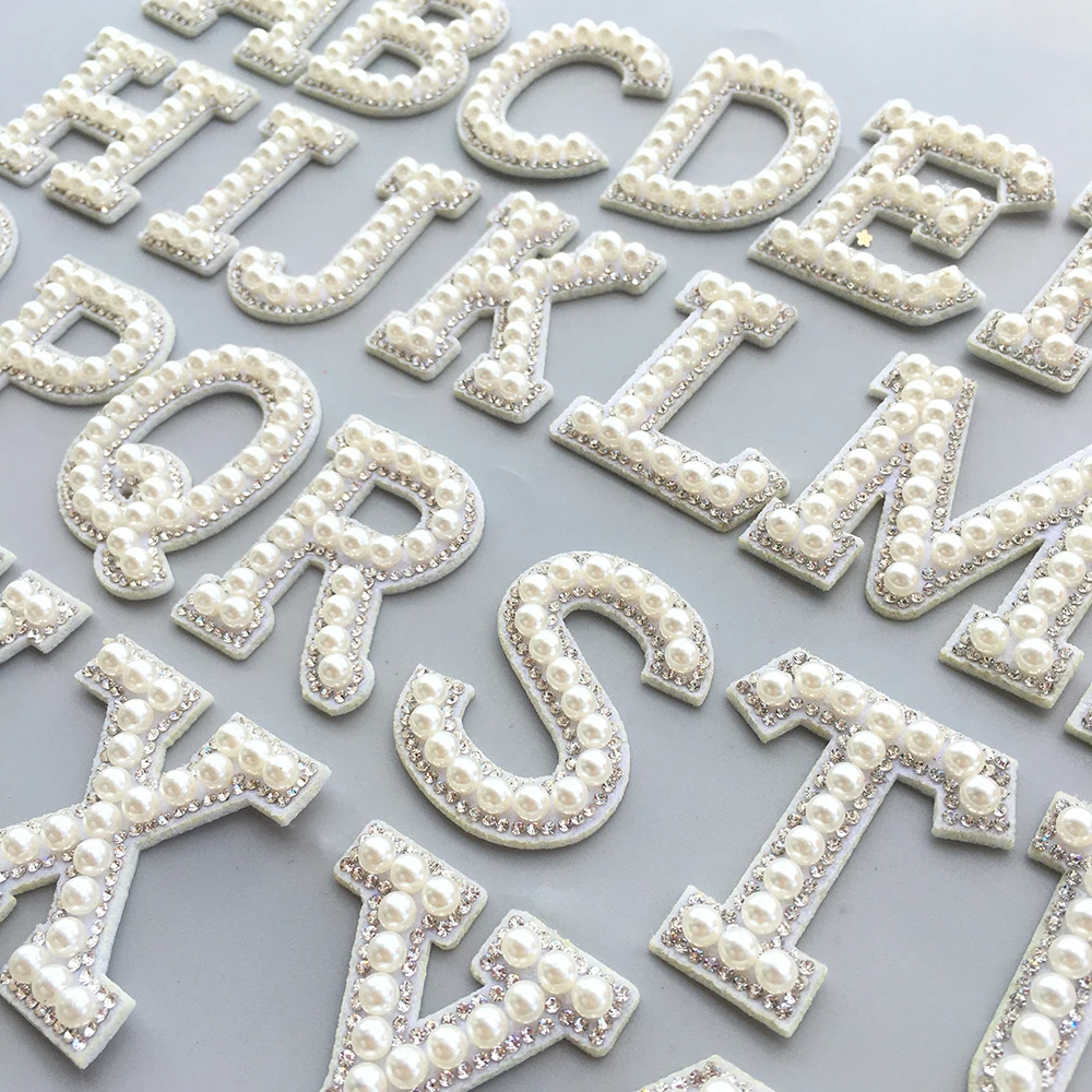 Parches-de-letras-de-perlas-de-fondo-blanco-3D-de-26-piezas-apliques-de ...