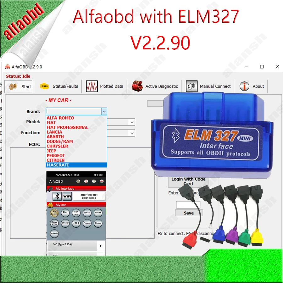 Alfaobd V2.3.2 Work With Elm327 Adapter For Fiat / Alfa Romeo / Lancia ...