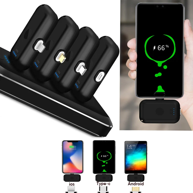 Mini-Magnetic-Power-Bank-For-iPhone-Micro-USB-Type-C-1200mAh-Mini ...