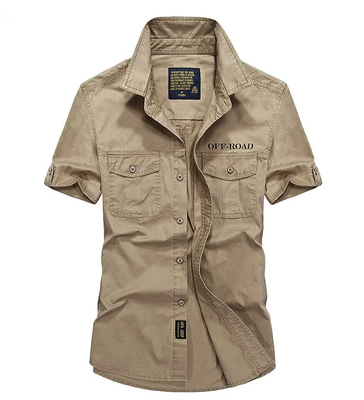 Short Sleeve Chemise Army Homme👜Summer Short Sleeve Cargo Shirt Men's ...