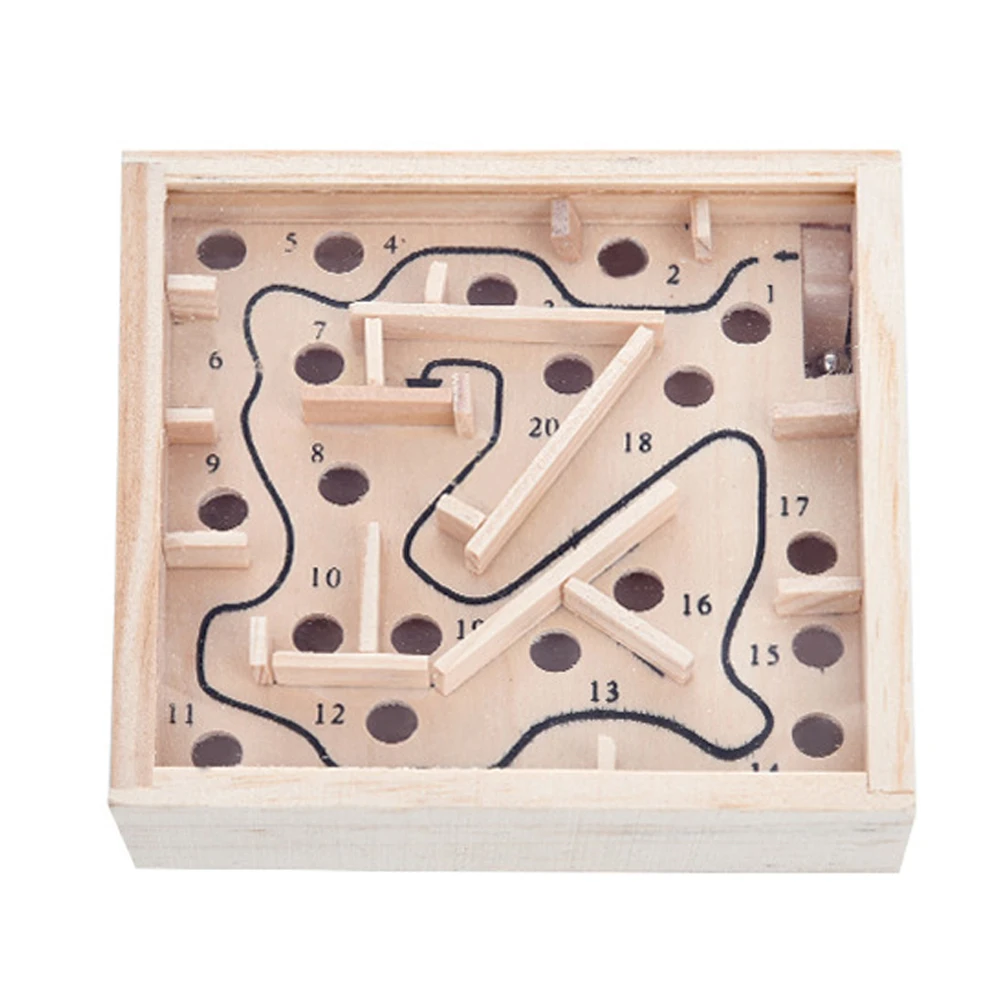 Wooden Labyrinth Maze Game Ball Table Beads Board Tilt Balance ...
