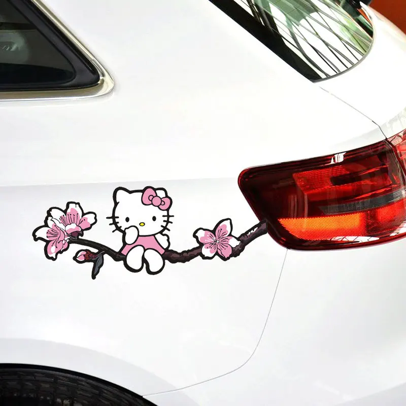 LLY 0167 Flower Branch KT Pink Cartoon Cute Car Stickers Creative ...