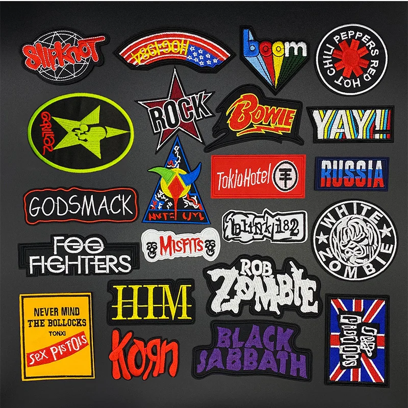 3pcs/lot Metal Band Patches Iron on Rock Music Badges Punk Stickers for ...