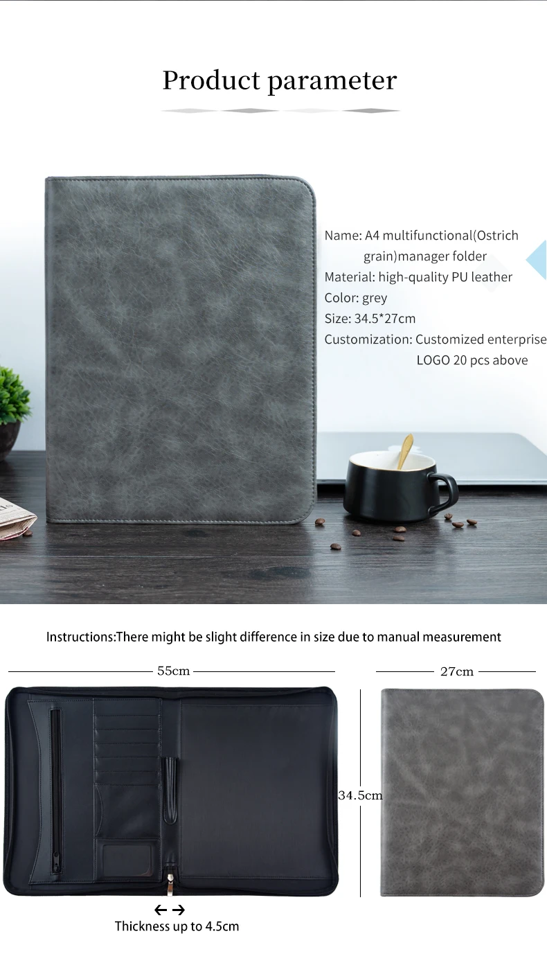 А4 Папка для документов Padfolio серая кожаная сумка для конференций ...