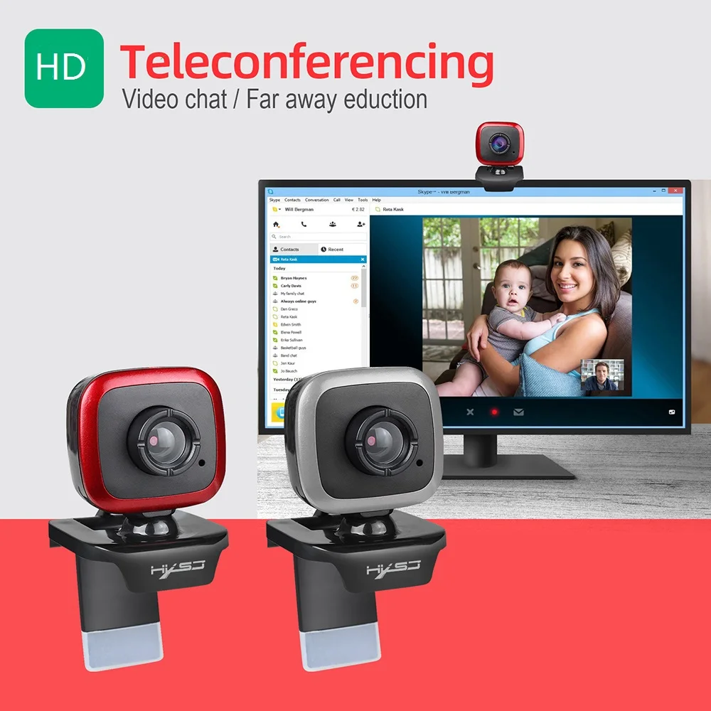 Willkey HD 480P Webcam PC Computer Camera for Live Class Conference ...
