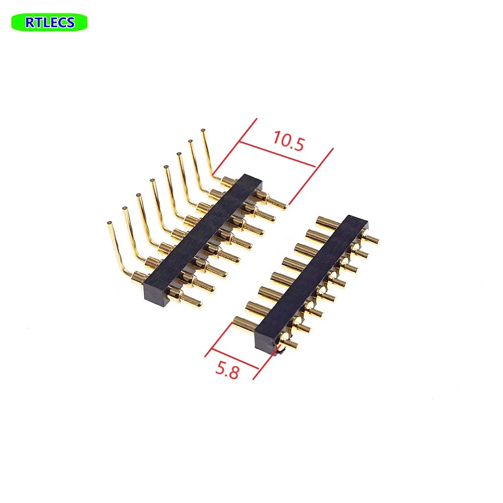 4 Pcs Spring Loaded Connector Pogo Pin Strip 8 Pin 2.54 Grid Male Right ...