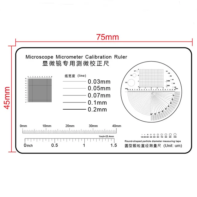 Soft Ruler Microscope Micrometer Calibration Slide Line Width Particle Diameter Measurement Tool ...