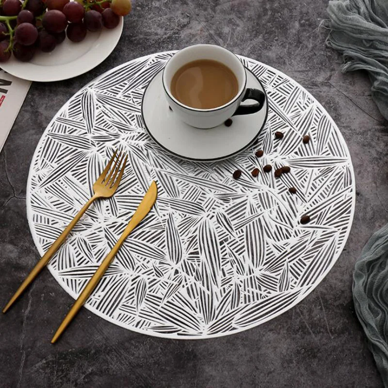 Household-Hollow-Bamboo-Leaves-Round-Shape-Table-Mat-Nordic-Style-Heat ...