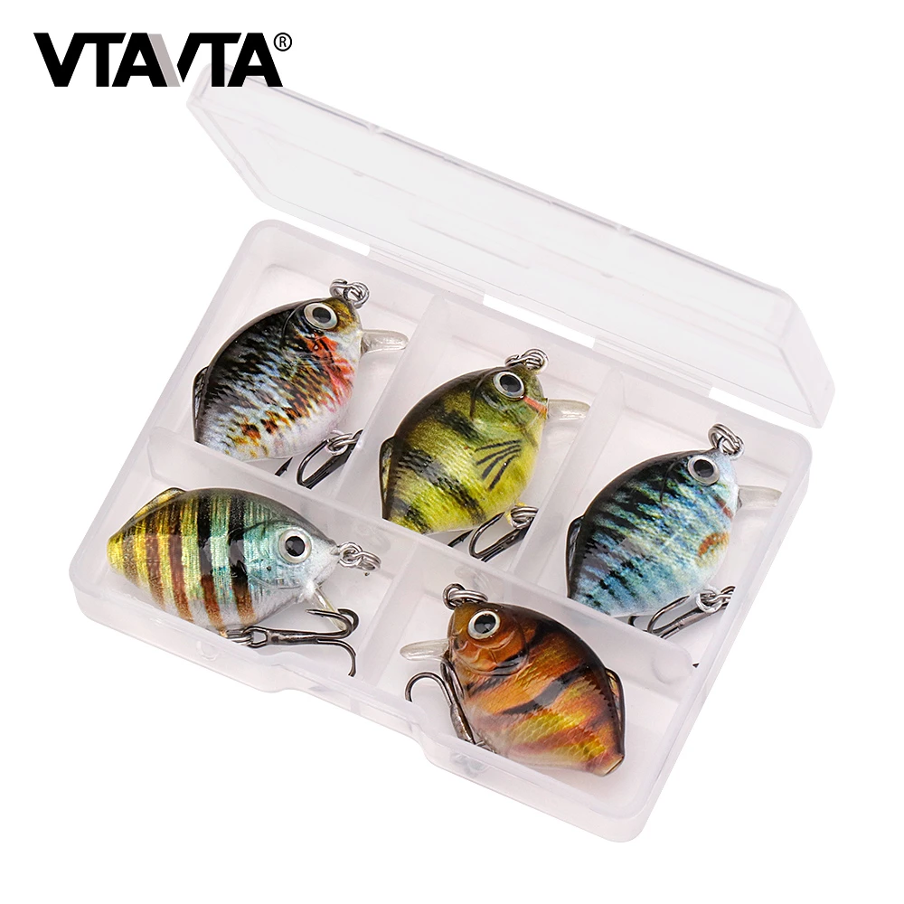 VTAVTA 5pcs/Box TopWater Mini Crankbaits Fishing Lure Set 30mm 2.3g ...