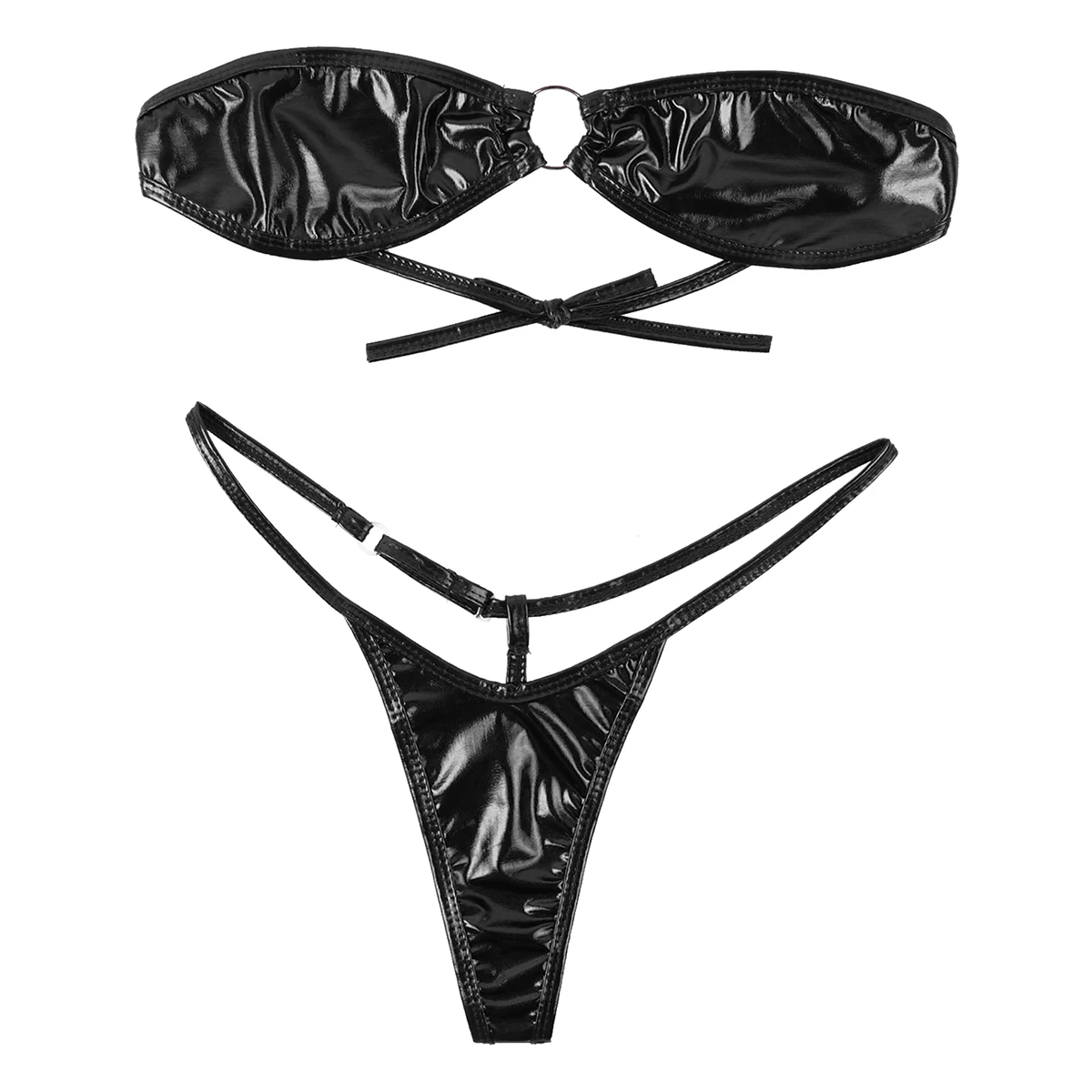 Beach Baddie - Faux Leather G-String Bikini - Shiny Fashion | LALE LOOK