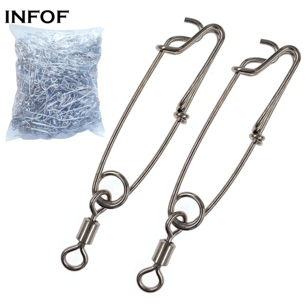 INFOF 100pcs Heavy duty Swivels Fishing Rolling Swivel with Open Eye ...