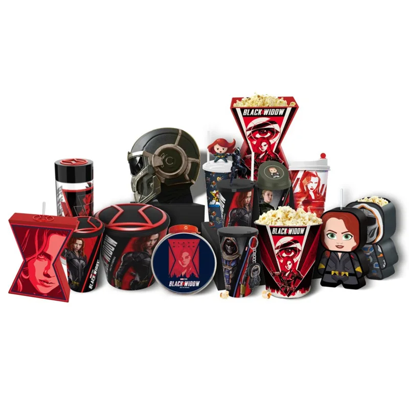 Black Widow Movie Water Cup With Straw Popcorn Bucket Figure Doll ...