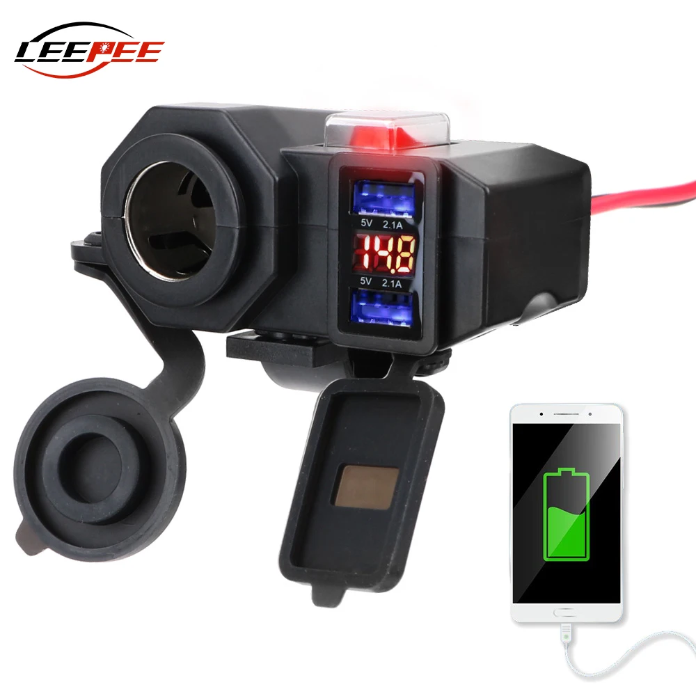 Waterproof-Motorcycle-USB-Chargers-3-0-Power-Adapter-Dual-Ports-LED ...