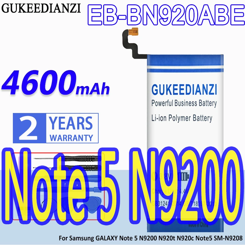 GUKEEDIANZI 대용량 배터리 EB BN920ABE, 삼성 갤럭시 노트 5, N9200, N920t, N920c, 노트 5 SM N9208, 4600mAh|휴대폰 ...