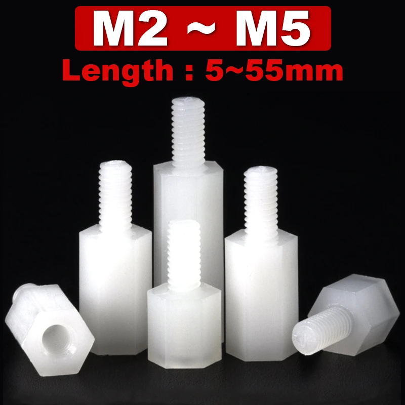 M2 M2.5 M3 M4 M5 Nylon Hex Male Female Standoff Threaded Pillar Mount ...