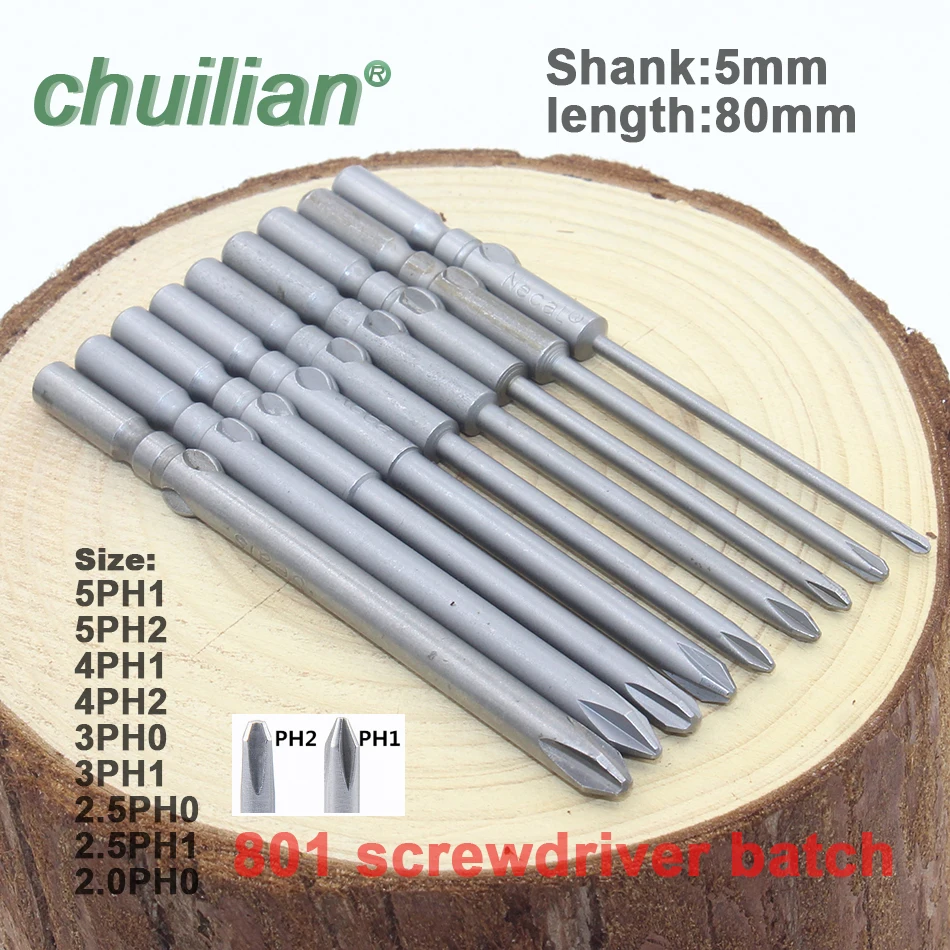 1Pc 801 Shank 5mm Magnetic Round Phillips Cross Head Screwdriver Bit Set Hand Tools Long 80mm ...