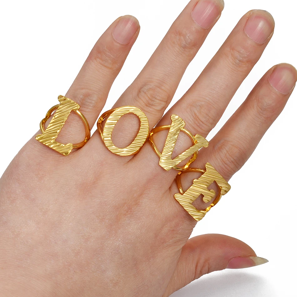 Anniyo A-z Letters Ring Women Girl Gold Color African Initial Rings ...