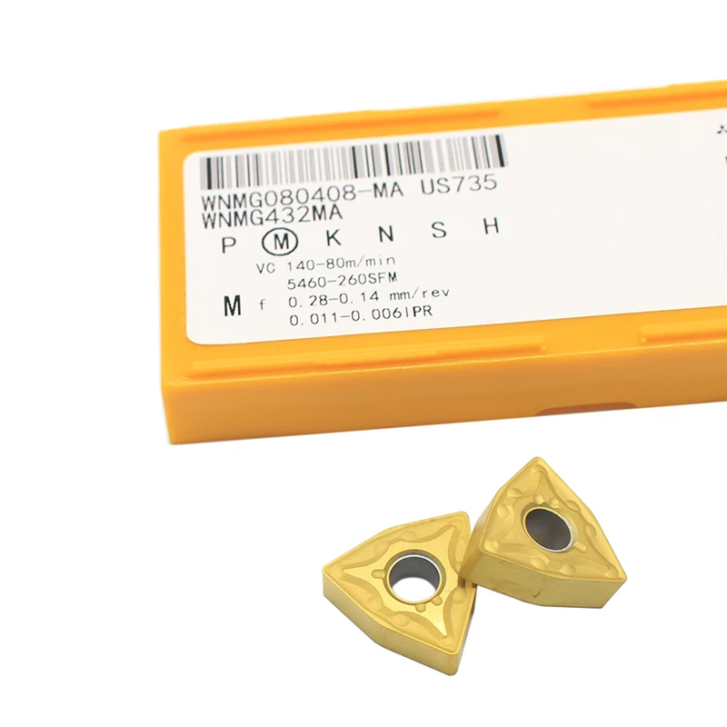 WNMG080408 MA US735 внешние токарные инструменты, твердосплавные вставки WNMG 080408, режущий ...