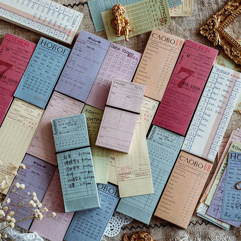 100 Pcs set Vintage Week Month Calendar Memo Pad Sticky Notes Planner 100 Pcs set Vintage Week Month Calendar Memo Pad Sticky Notes Planner
