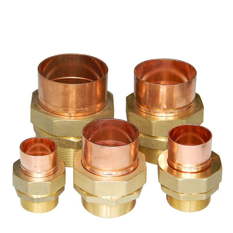 ทองเหลืองด้ายชายและทองแดงท่อ TP2 TP union joint connector สำหรับระบบทำ ...