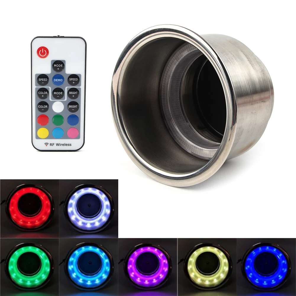 DC 12V Colorful LED RGB Drink Stainless Steel Cup Holder with Remote ...