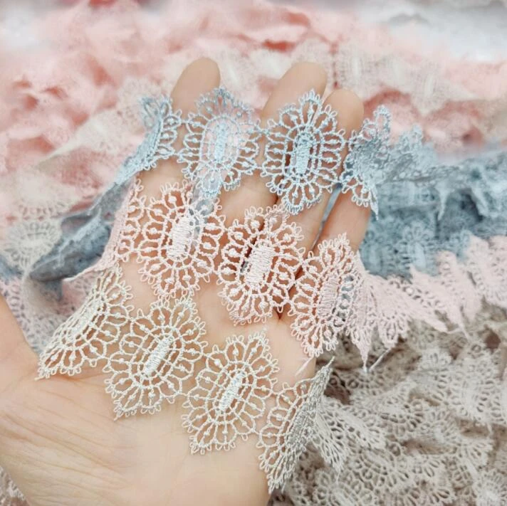 3 Meters Width 3.8cm Grey Pink Khaki Retro Style Embroidery Lace Trim ...