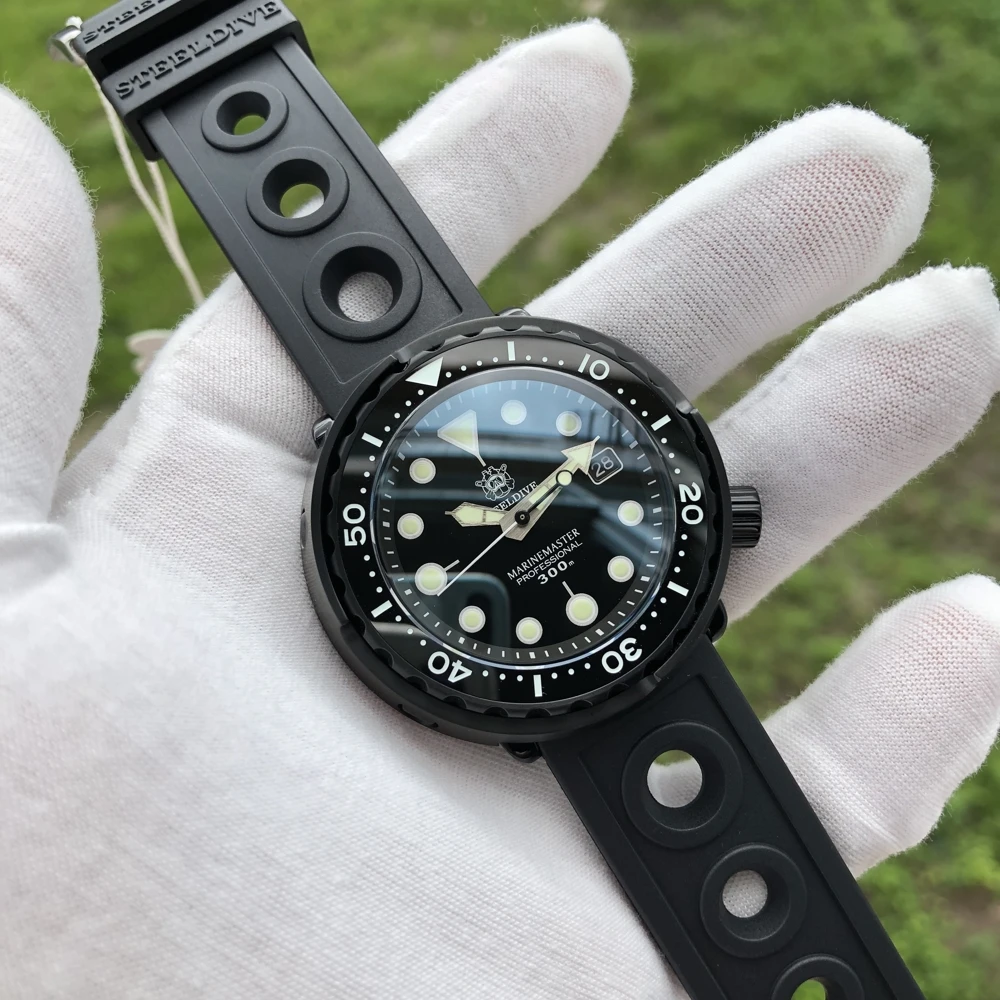 STEELDIVE Black Dive Watch 300m Waterproof Diving Watch Ceramic Bezel ...