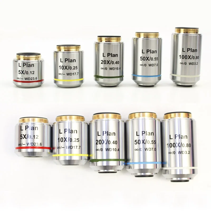 Long Working Distance Infinity Plan Objective Lens 5x 10x 20x 50x 100x For Metallurgical ...
