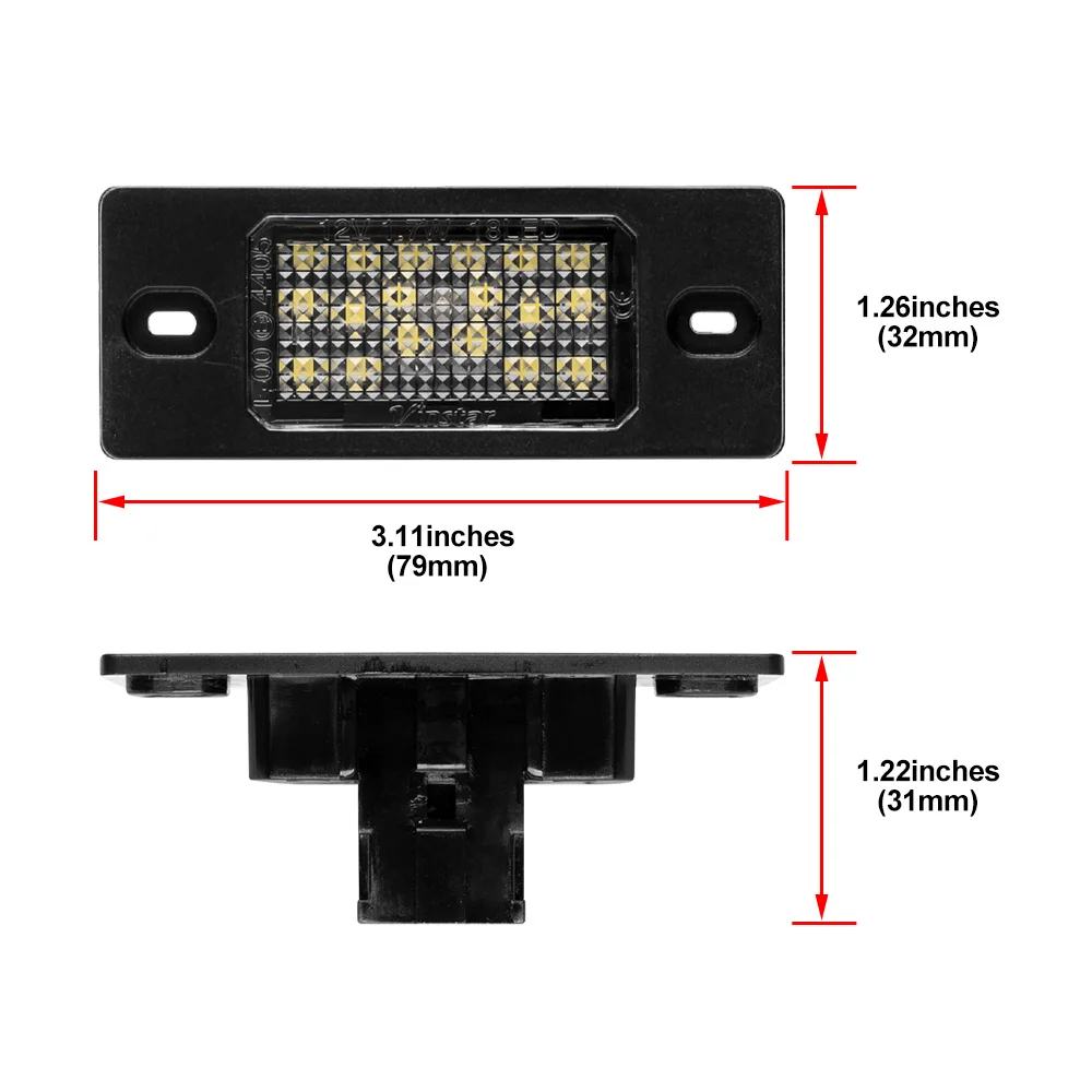 Feux de plaque d'immatriculation Canbus Led blanc, 2 pièces, Pour VW ...