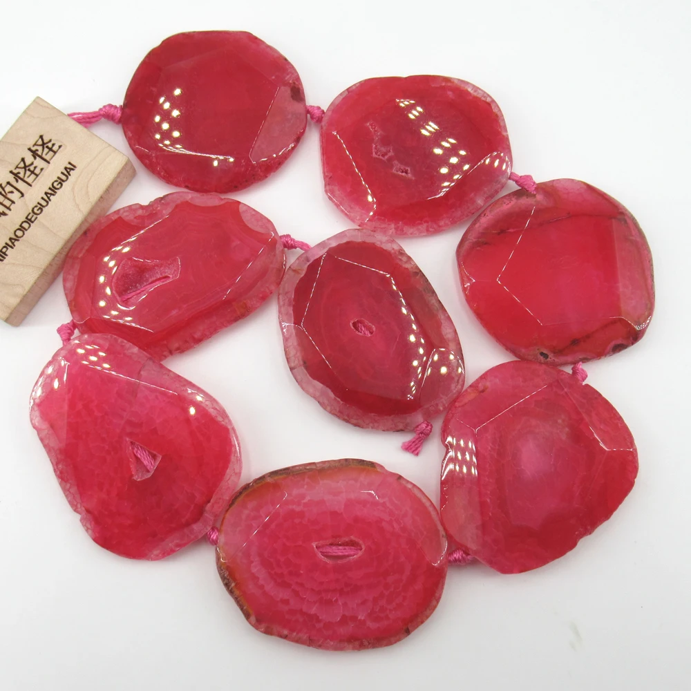 APDGG 17.5" 42x46mm 48x52mm Red Faceted Grain Rough Agate Geode Druzy ...