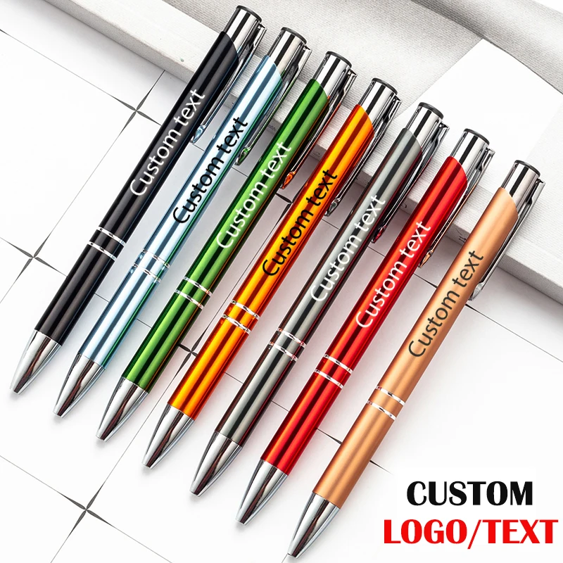 100Pcs Customized Logo Text Metal Ballpoint Pen Wholesale Business ...