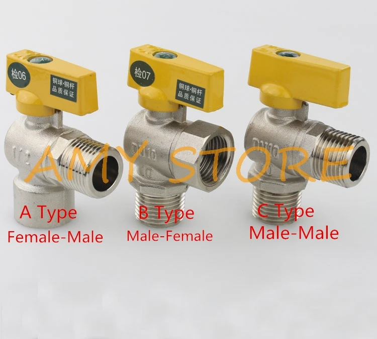 1pc 1/2" Bsp Male Female Triangular Angle Valve High Flow Natural Fuel ...