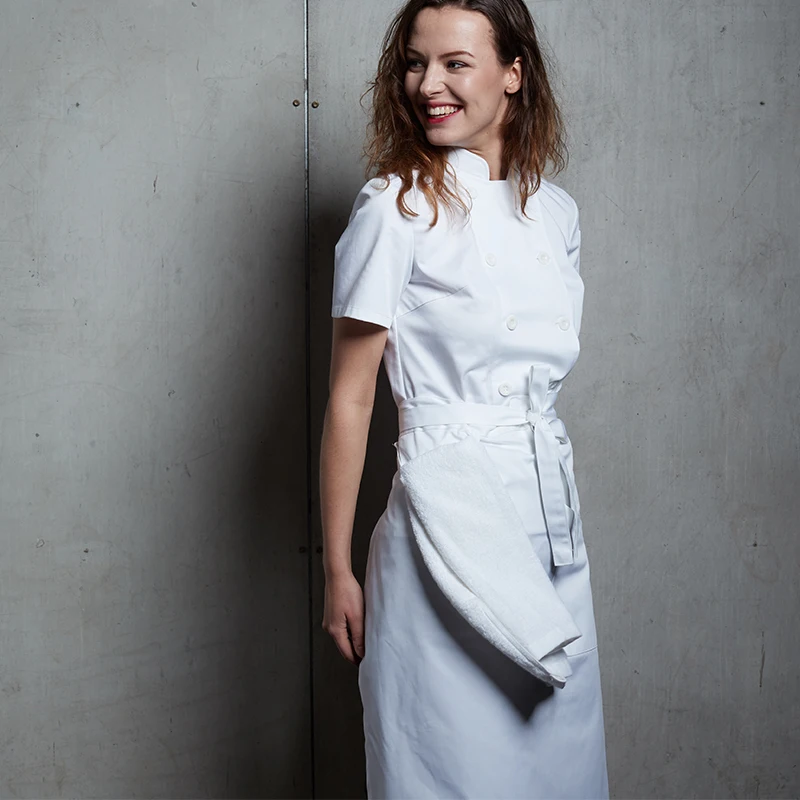 Checkedout chef waitress uniform restaurant workwear white short sleeve ...