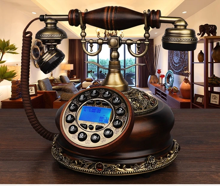 Antique fixed telephone fashion vintage household fitted landline solid ...