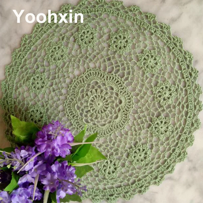 라운드 레이스 코튼 테이블 매트 35cm 접시 패드 천 크로셰 플레이스 매트 컵 머그 식탁보 티 팬 코스터 핸드