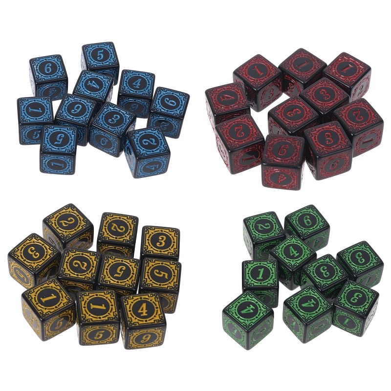 10Pcs-D6-Polyhedral-Dice-Square-Edged-Numbers-6-Sided-Dices-Beads-Table ...
