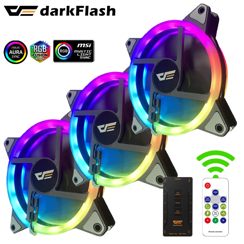 Darkflash DR12 PRO pc Computer Case Fan RGB aura sync Adjust LED 120mm ...