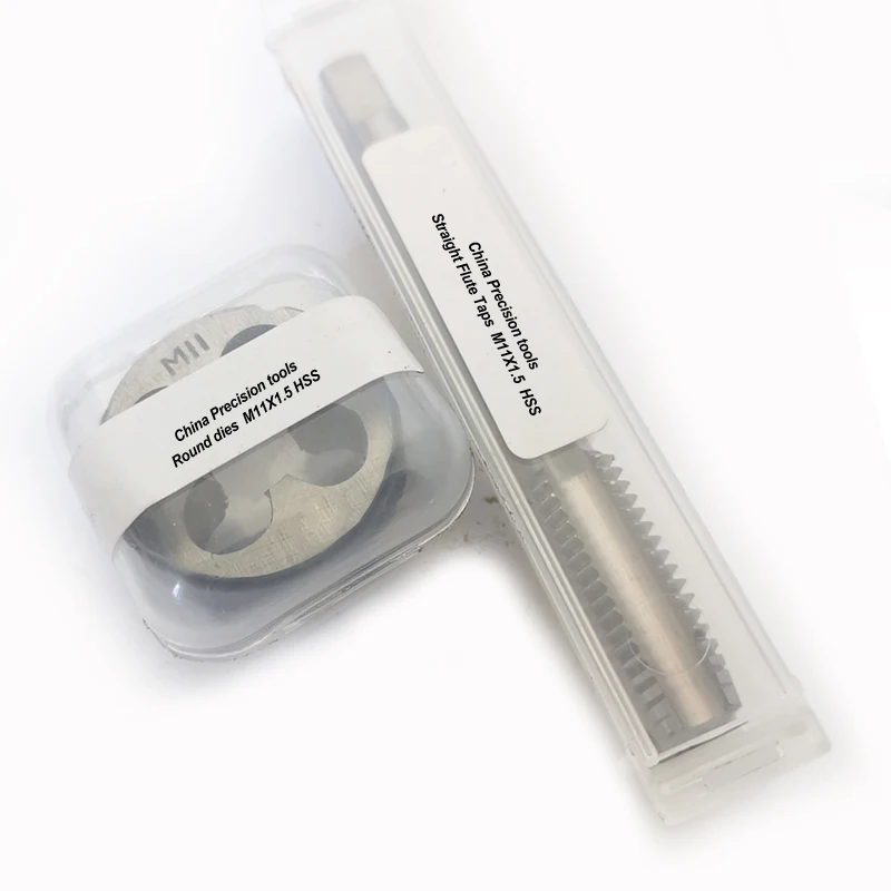 2PCS-HSS-Metric-thread-plug-tap-die-set-M11-11X1-5-Fine-screw-Straight ...