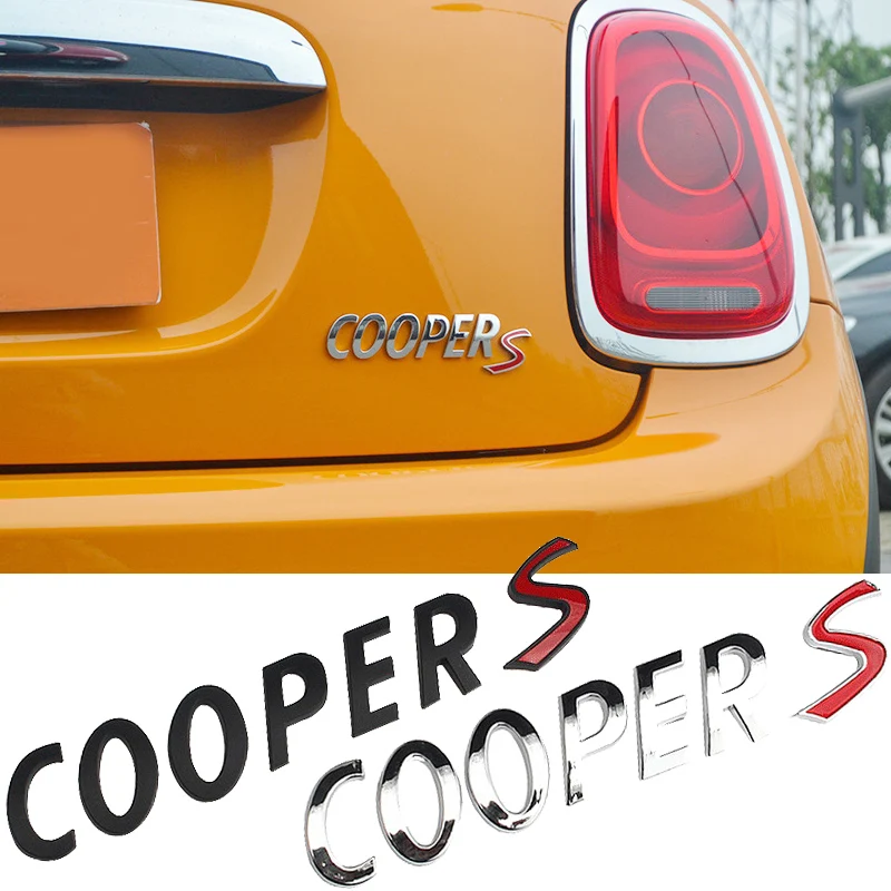 Black Silver Cooper S Letters Logo Font Trunk Sticker For Mini Coopers ...