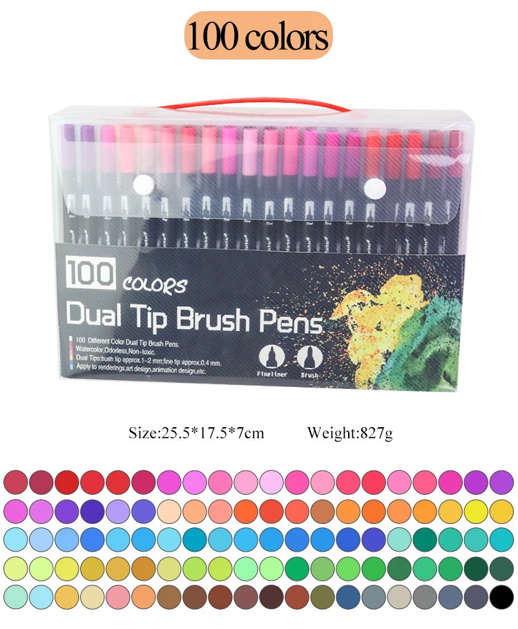Equipement de bureau,Stylo professionnel à double pointe pour aquarelle ...