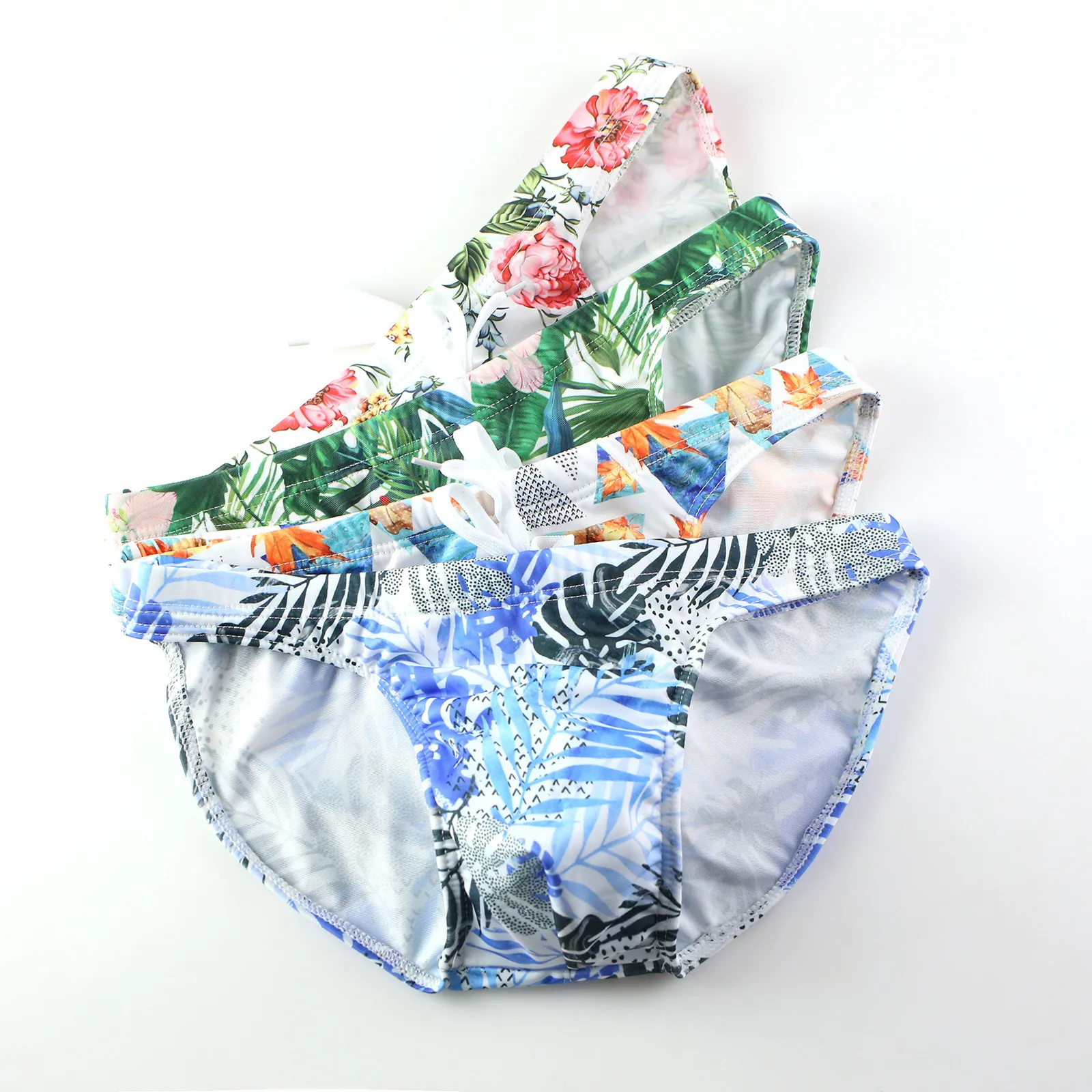 Men's Low Waist Underwear Swim Trunks Briefs Low rise Flower Printing ...