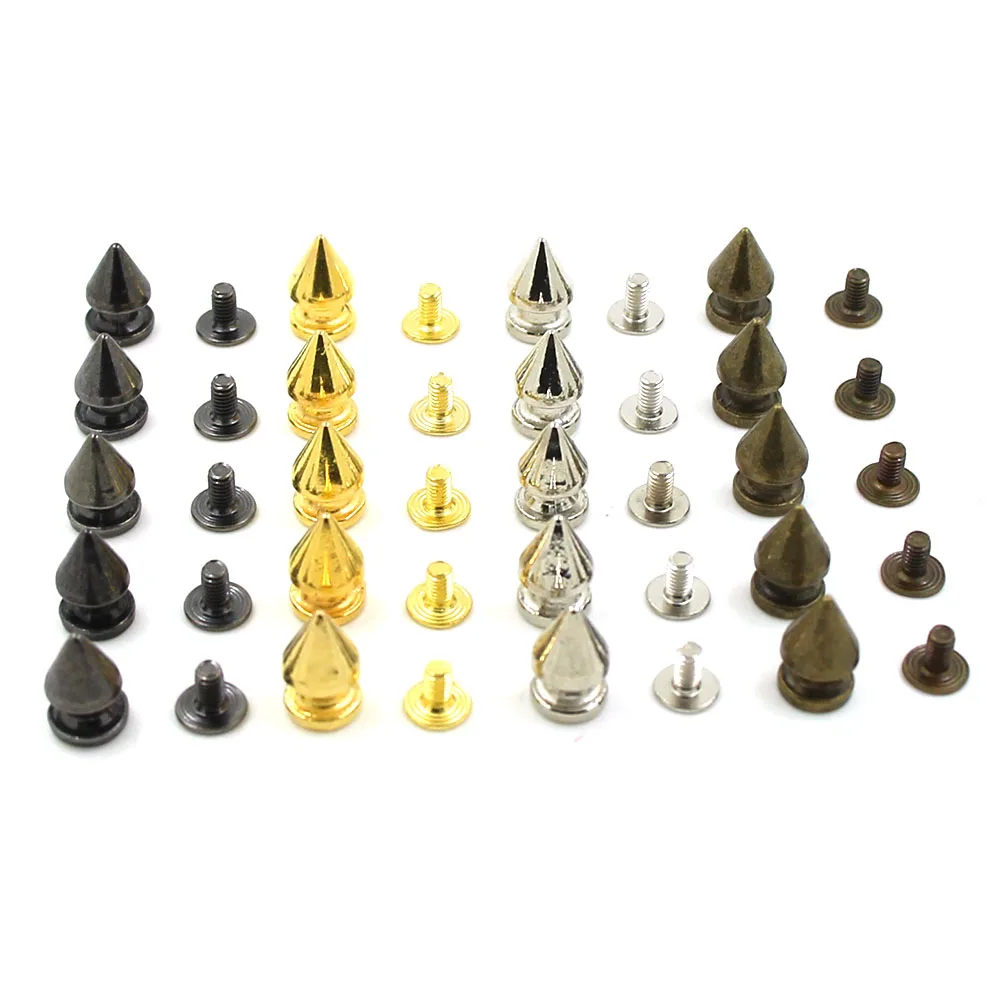 Remaches de tornillo de punta cónica para ropa, tachuelas de Metal Punk ...