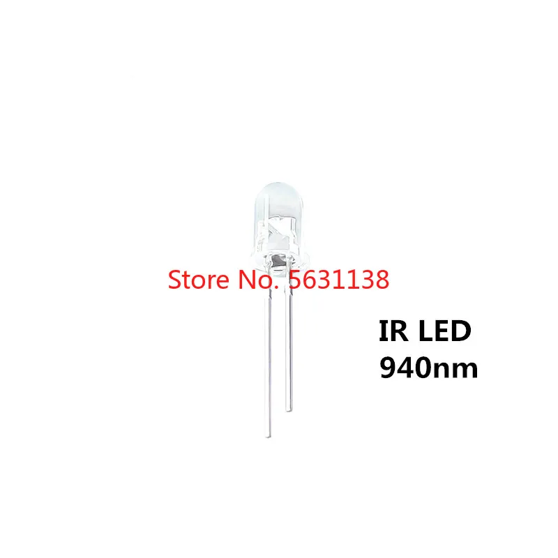 100pcs 5mm Infrared Ir Led Emitting Diode 940nm Lamp 20ma 1.45-1.65v 5 ...