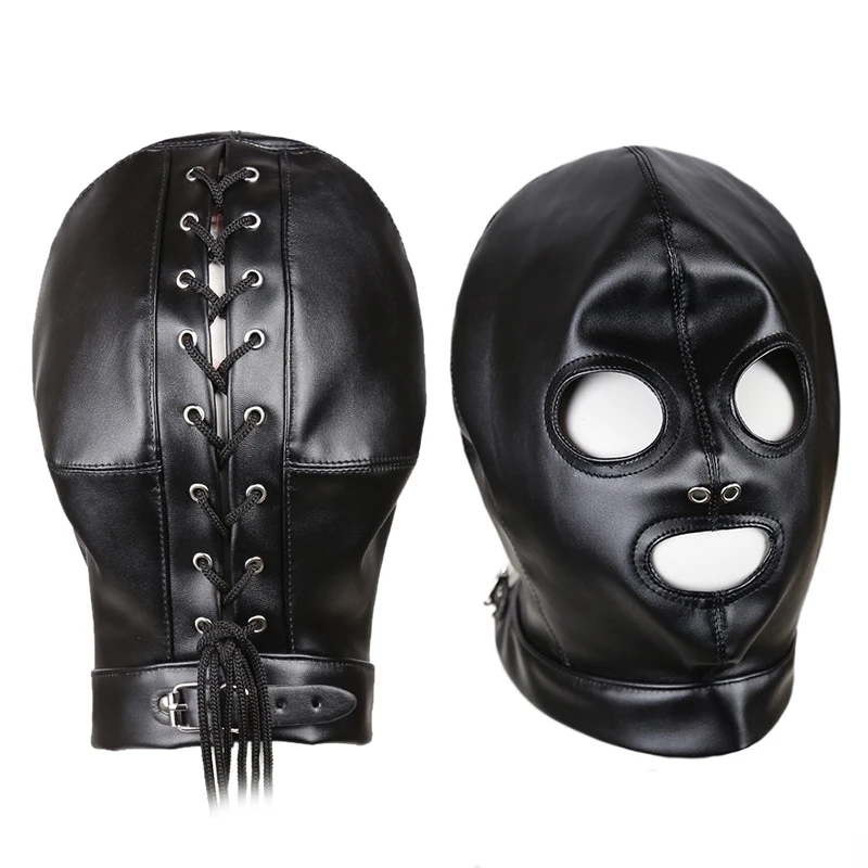 Unisex Men Women Cosplay Face Mask Leather Metallic Open Eyes and Mouth ...