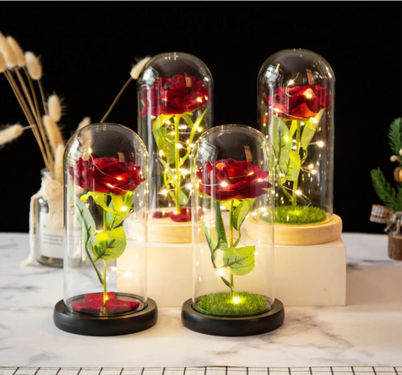 La Rosa de la Bella y la Bestia: La Flor Preservada en Cristal con Luz ...