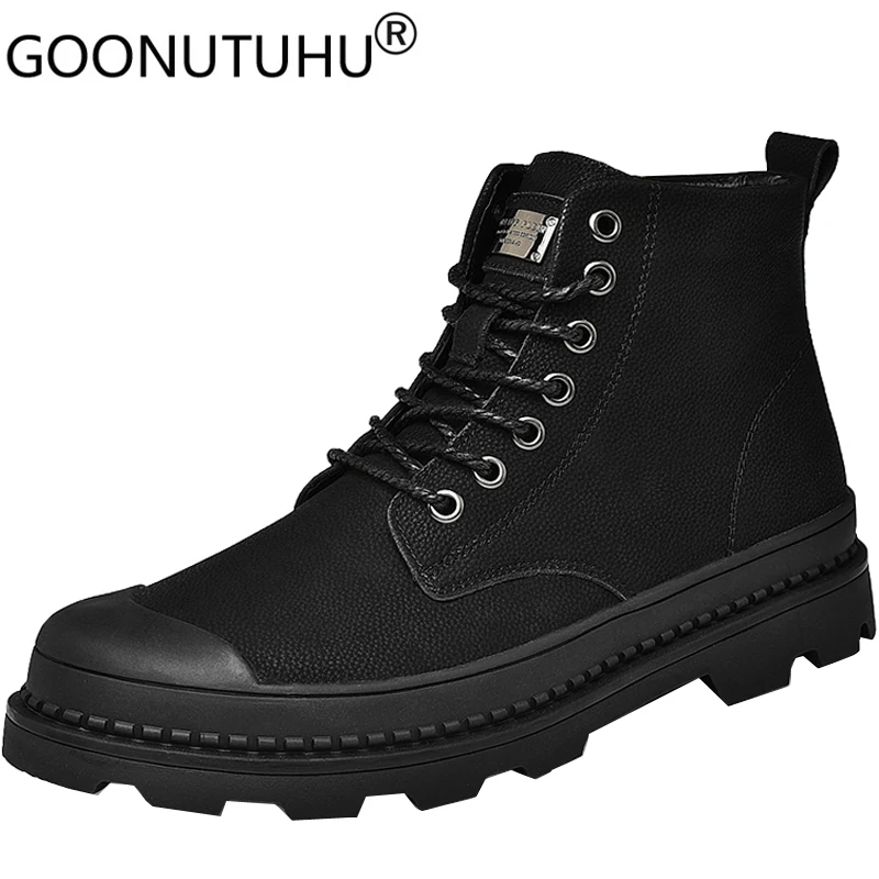 Men's Spring Boots Military Genuine Leather Casual Shoes Winter Warm ...
