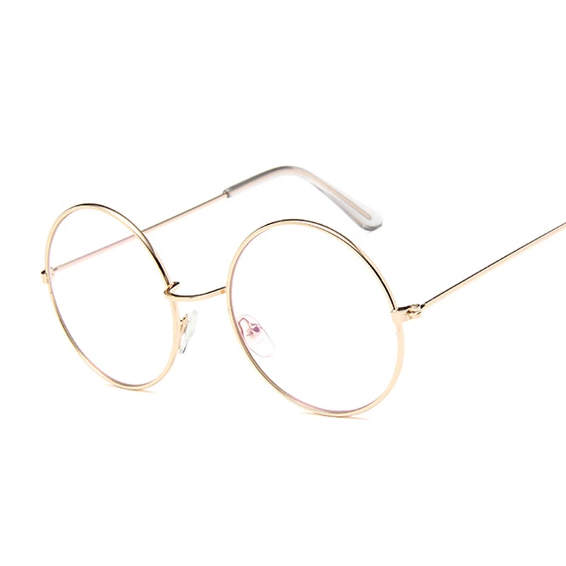 Vintage Round Glasses Clear Lens Fashion Gold Round Metal Frame Glasses ...