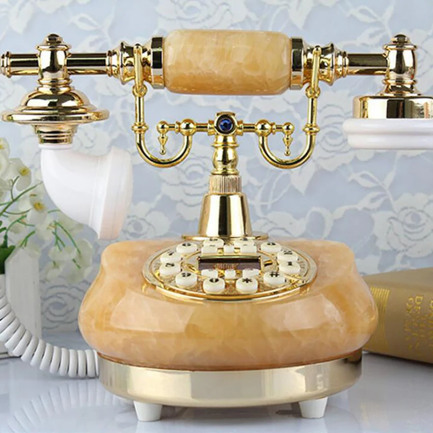 Vintage-Landline-Phone-Natural-Jade-Retro-Corded-Telephone-Old ...